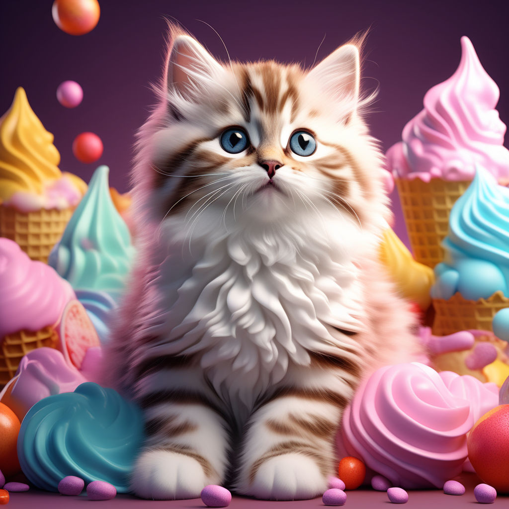 Cat made out of neopolitan ice cream by Sammie - Playground