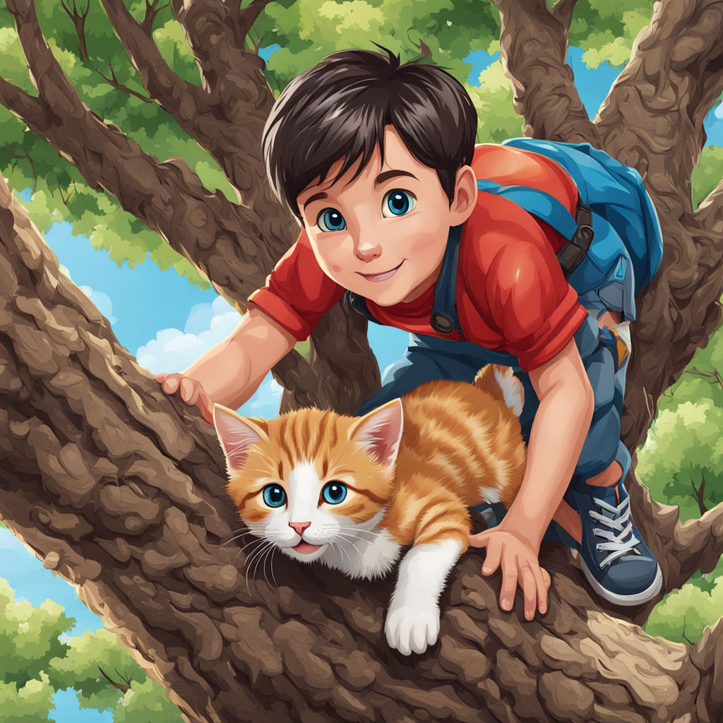 A cute kitten stuck on a tree is saved by a boy by vm pcm - Playground