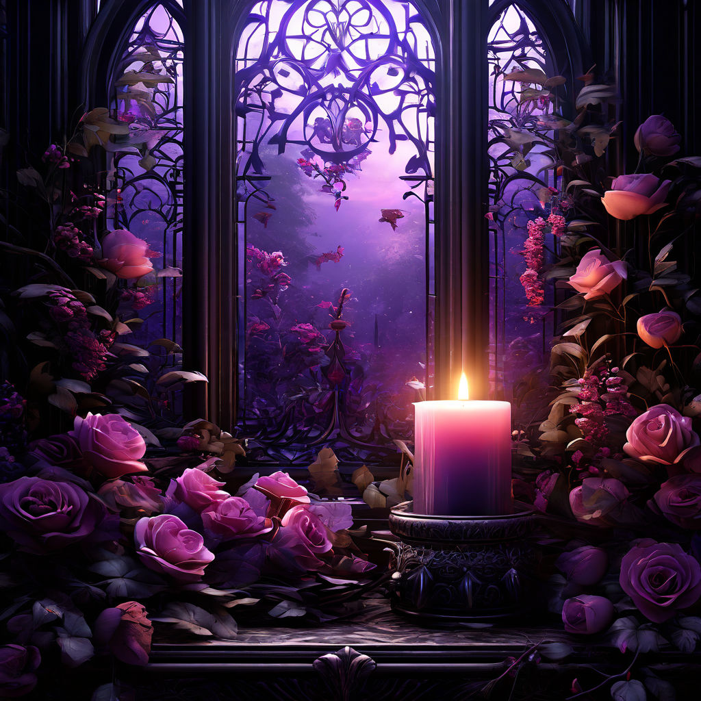 Condolence with large candle and a floral collage art to mat... by ...