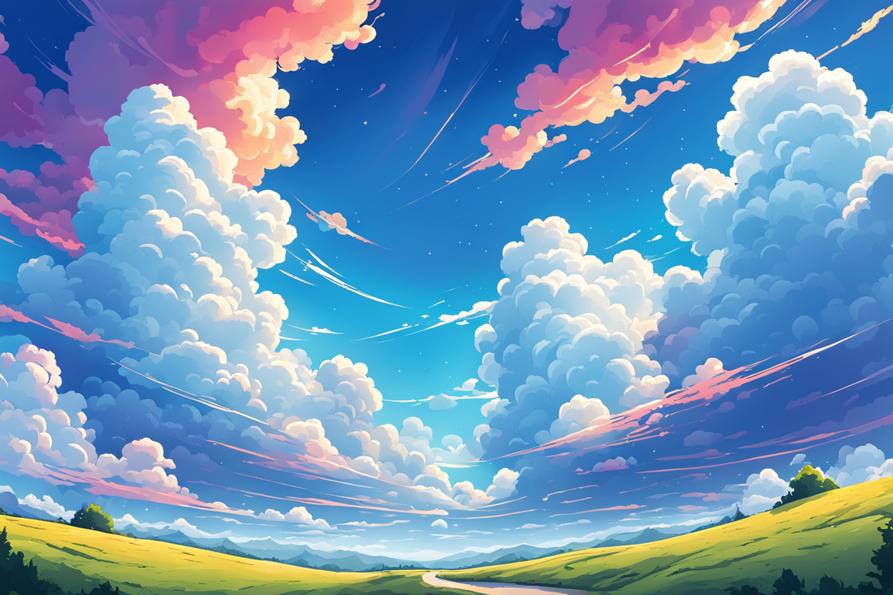 Cartoon-style sky brimming with fluffy clouds by Rizkan Yazid Ai ...