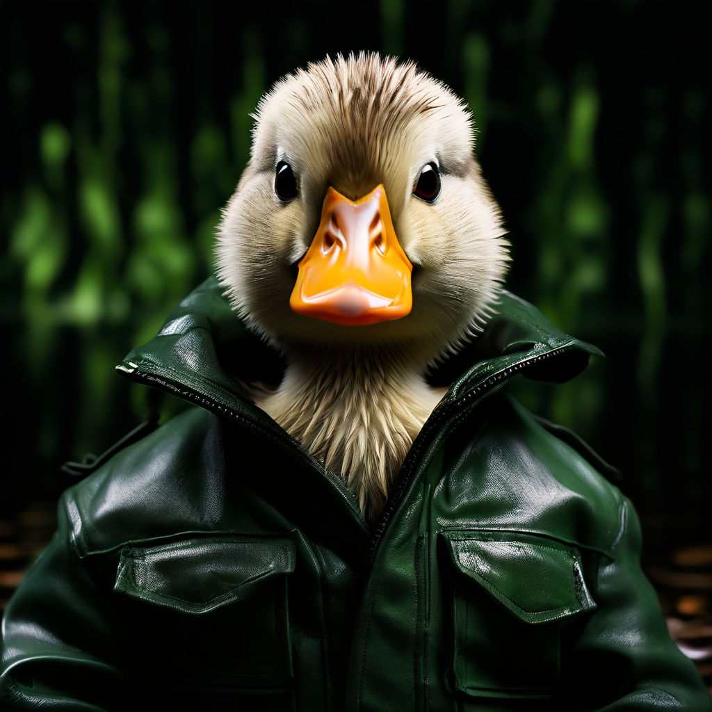 A duck plays the main character from the film matrix. The ph... by ...