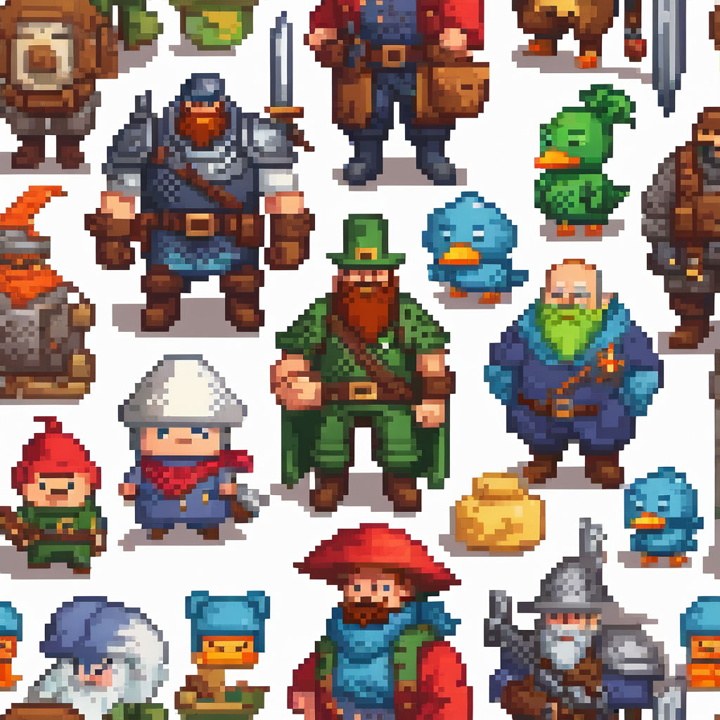 Watercolor studio photo of a set of game characters by Vislupus ...