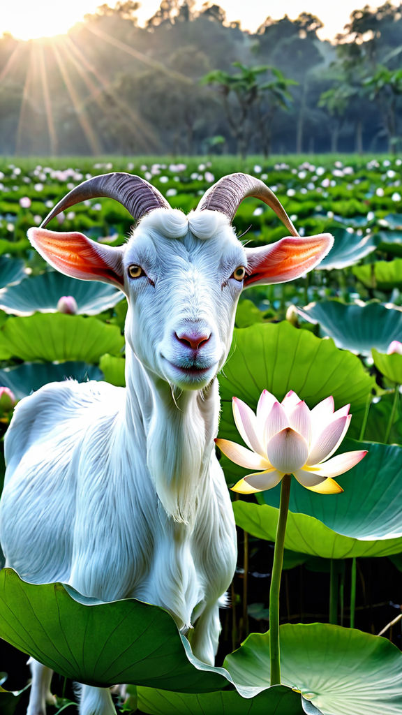 Beautiful goat light morning lotus flower and white colour g... by ...