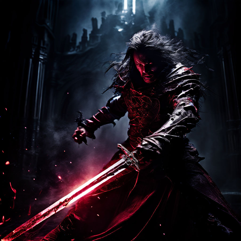 Brutal monster engaging in a fierce sword fight using blood ... by Ali ...