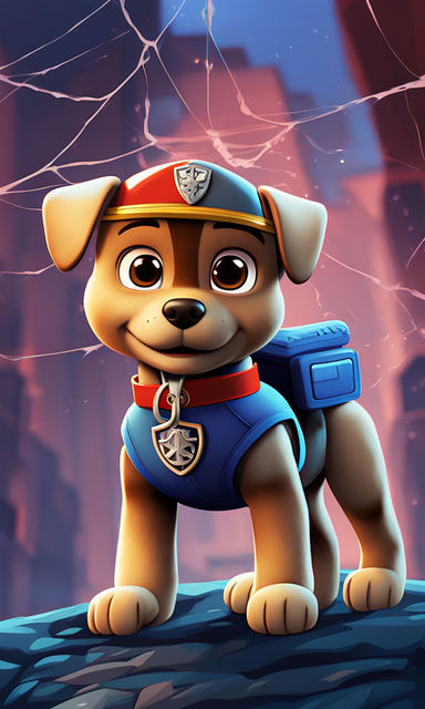 Cartoon depiction of a paw patrol-themed Spider-Pup by JANIA ALEXANDER ...