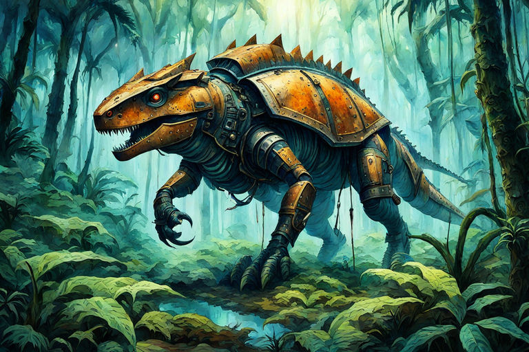 A rusty metallic skinned Rhopalocera-Rex hunting in the inte... by Whim ...