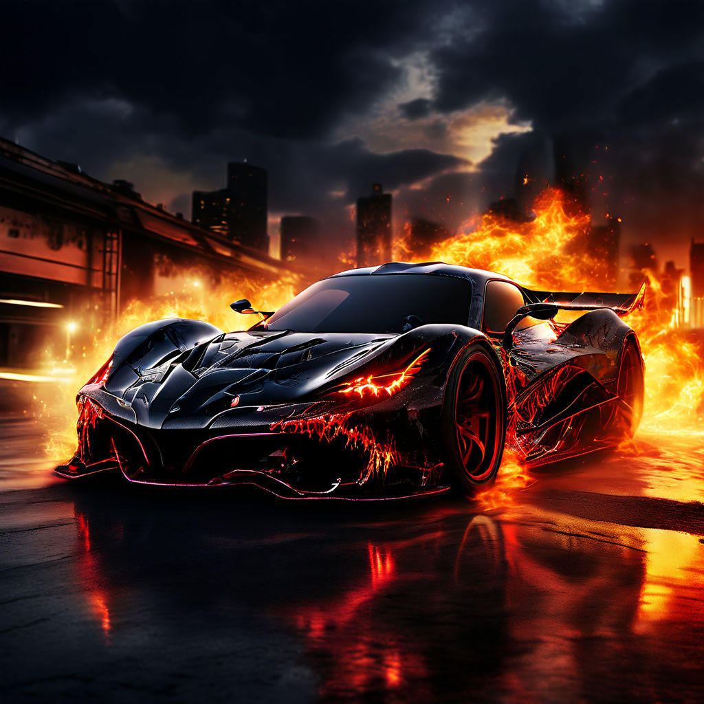 Fiery ghost rider-inspired high performance hypercar under a... by ...