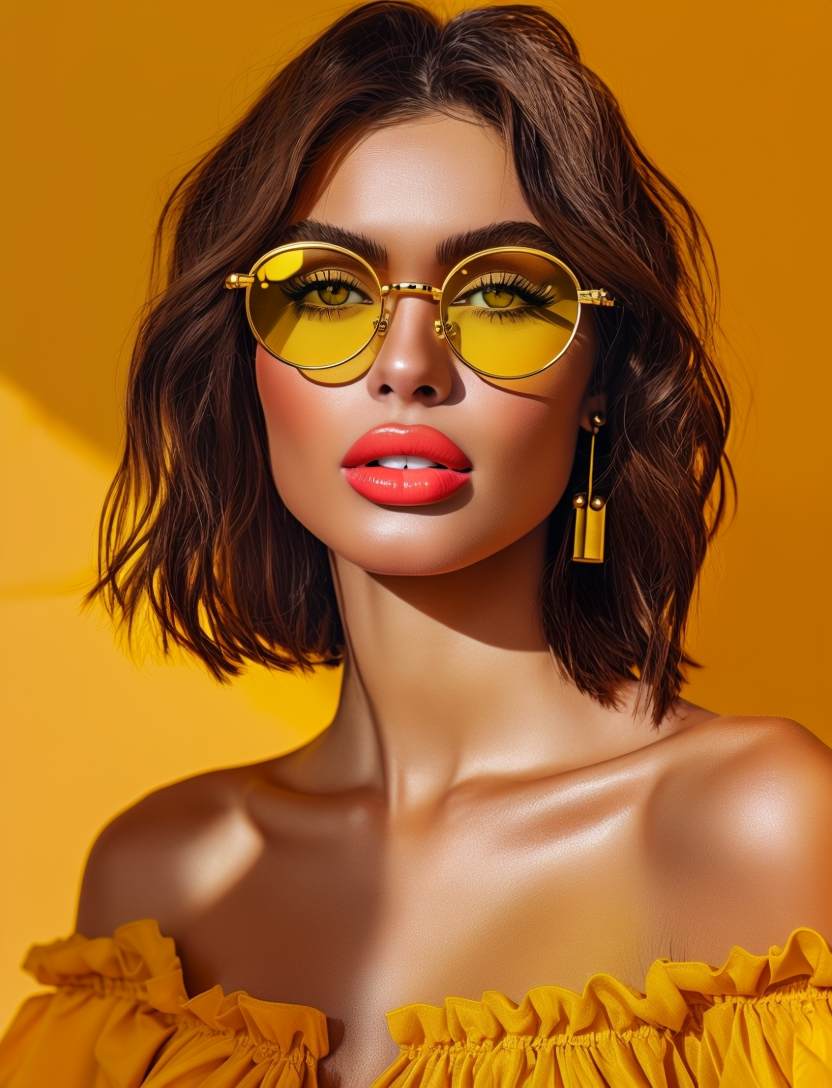 A close-up portrait photograph of a woman with shoulder-leng... by amit ...