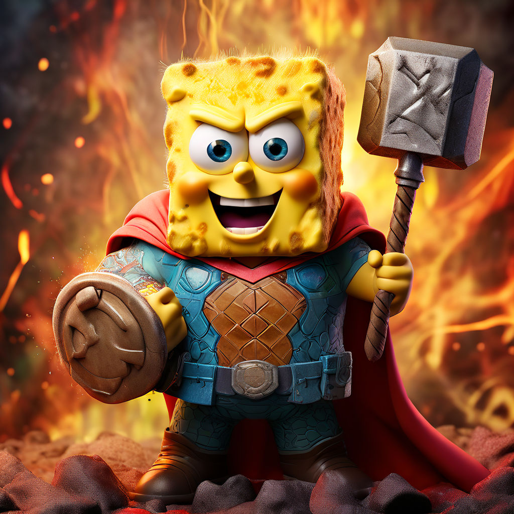 Spongbob: a captivating and hyper realistic painting of Spon... by ...