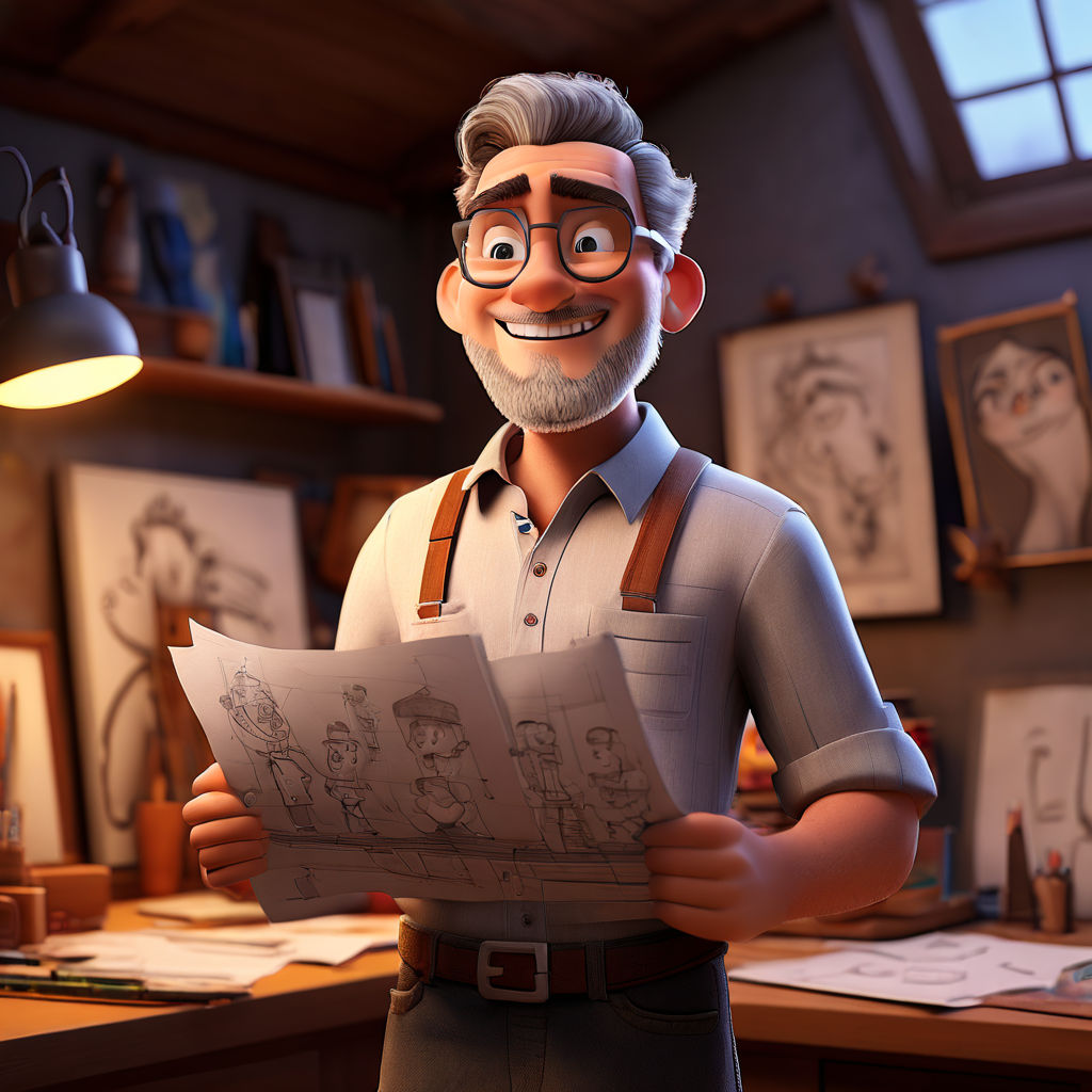 The inventor stands with drawings in his hands by Валерия Ч - Playground