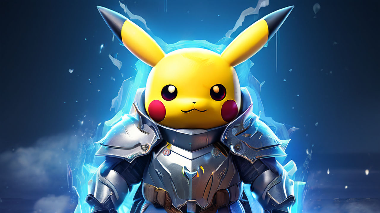 The knight dressed in full froz titanium armor Pikachu logo by Emrah K ...
