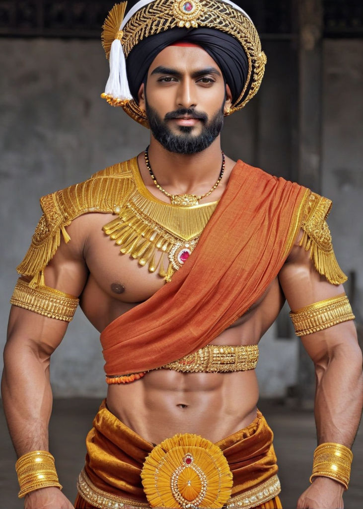 Indian muscular young king with turban by Marionet - Playground