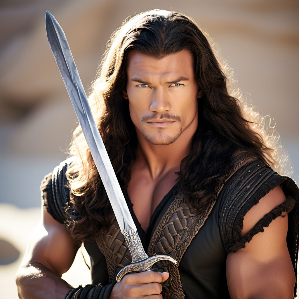 Older Samoan alan ritchson with long black hair as conan the... by ...
