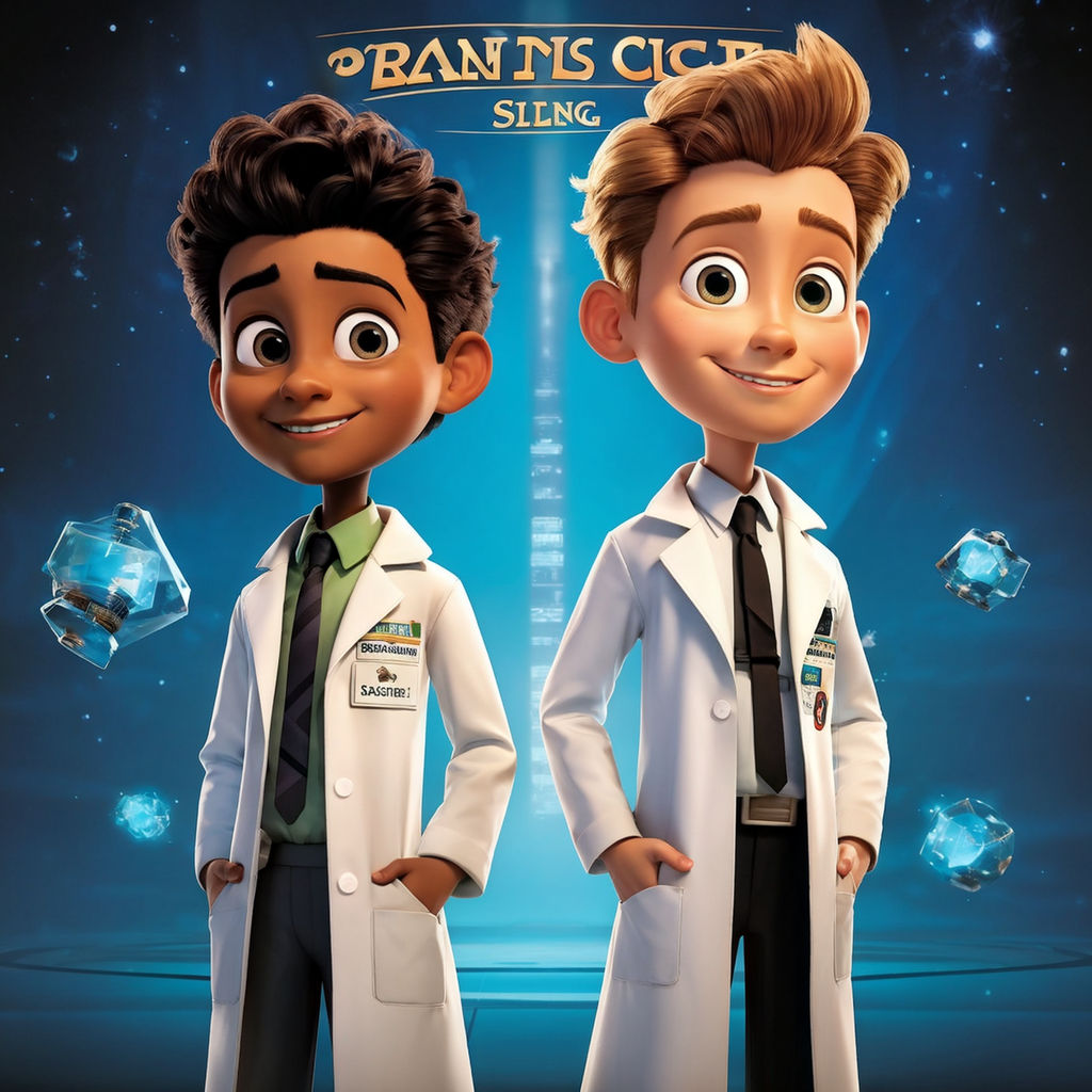 Two boys dressed as scientists featured on a Disney Pixar st... by ...