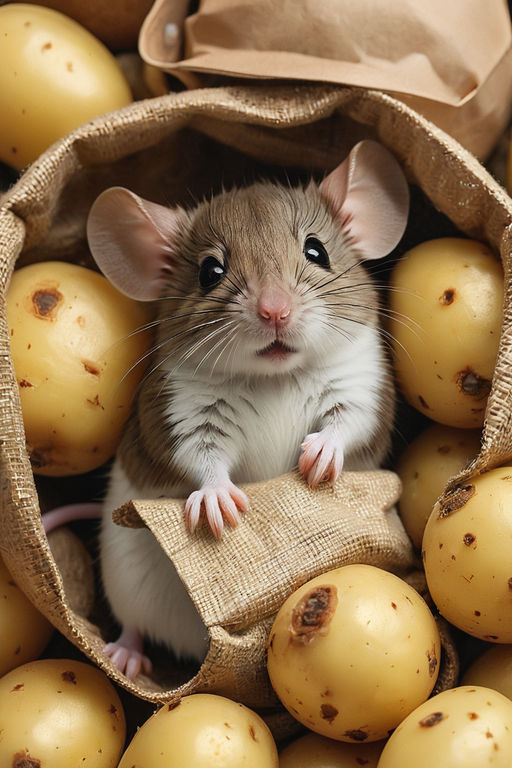 A mouse in a bag of potatoes by Ольга Романець - Playground