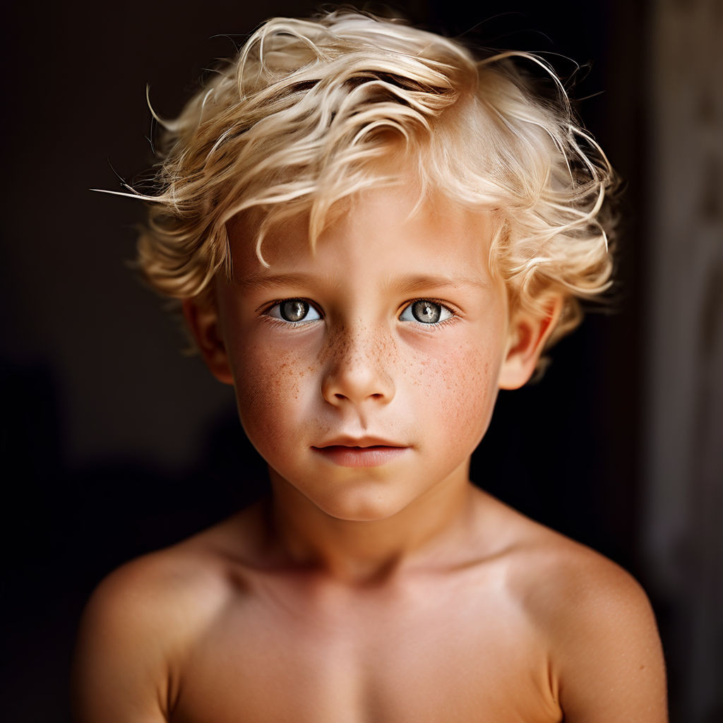 Blonde little boy shirtless freckles light skin pale skin bl... by Rum ...