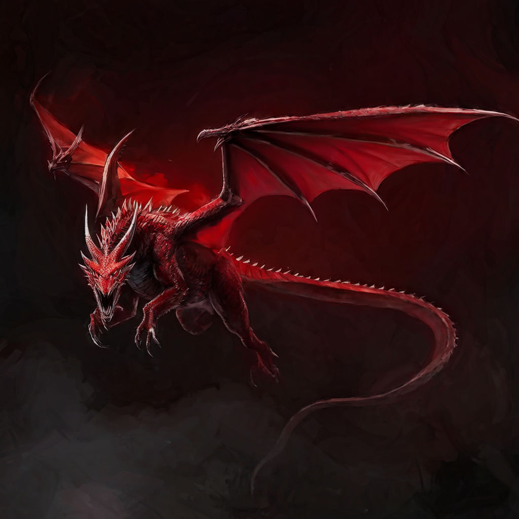 Draw a red dragon in an alien style. not very long muzzle by vladick ...