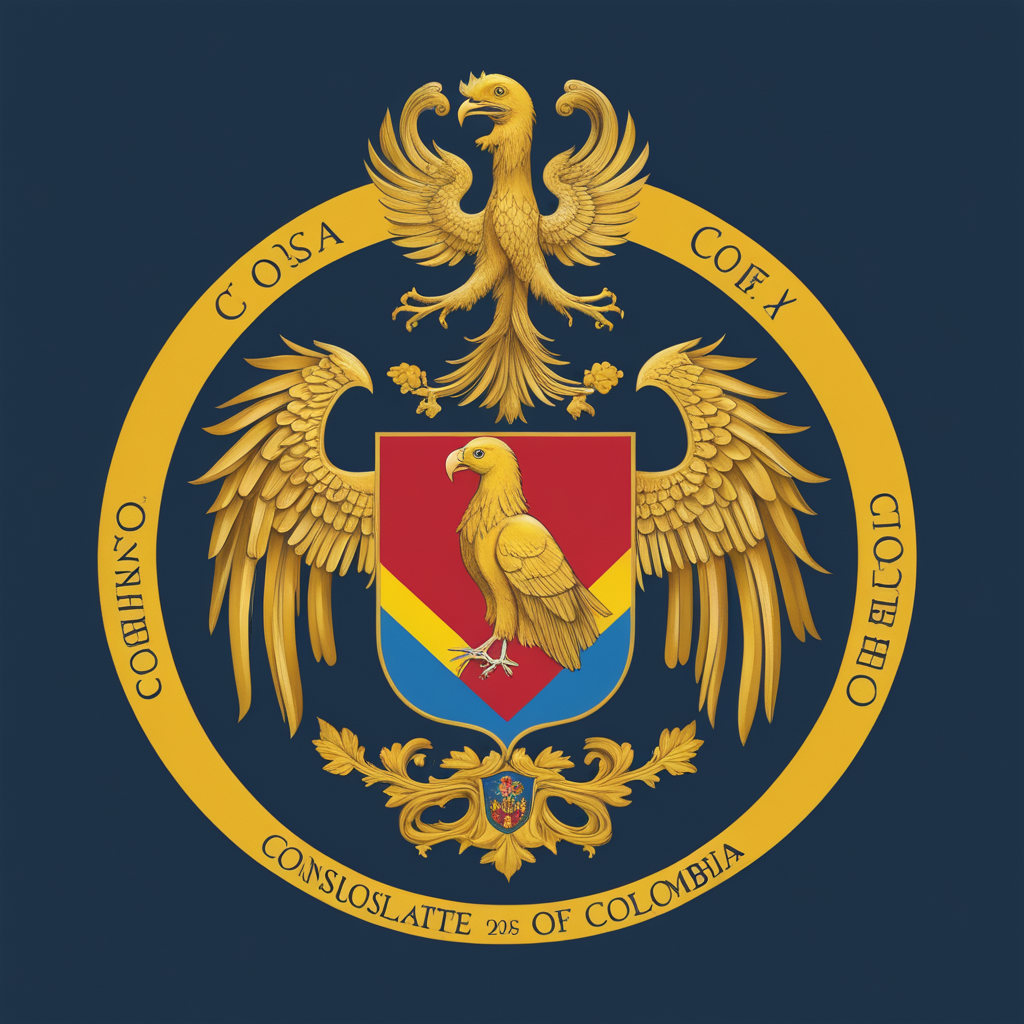 A formal and heraldic logo for the Consulate of Colombia by carlos nava ...
