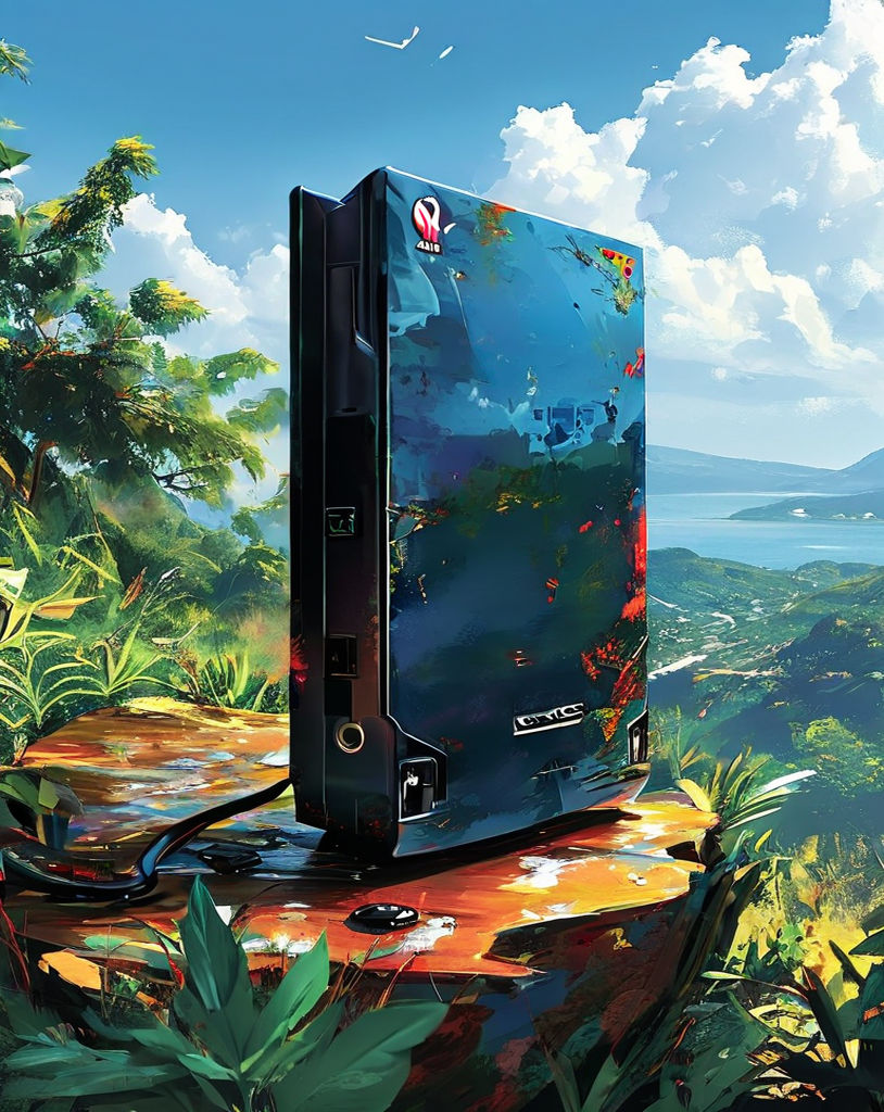 An iconic Sony PlayStation 2 console proudly displaying its ... by Lala ...