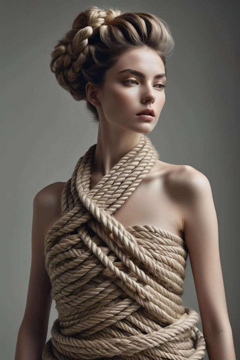 Beautiful dressed woman with high up hair made out of ropes... by ...