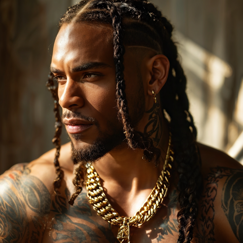 Muscular light-skinned man sporting cornrow braids by R Moses_General ...