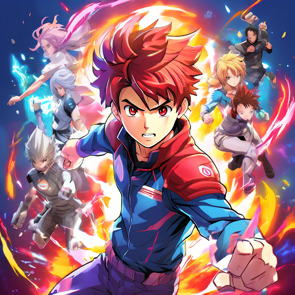 A montage of popular anime characters in action-packed poses by Omega ...