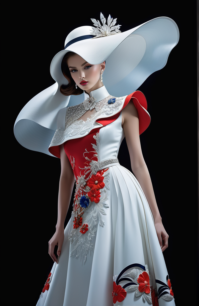 High-end fashion model garbed in a lavish assortment by pres... by ...