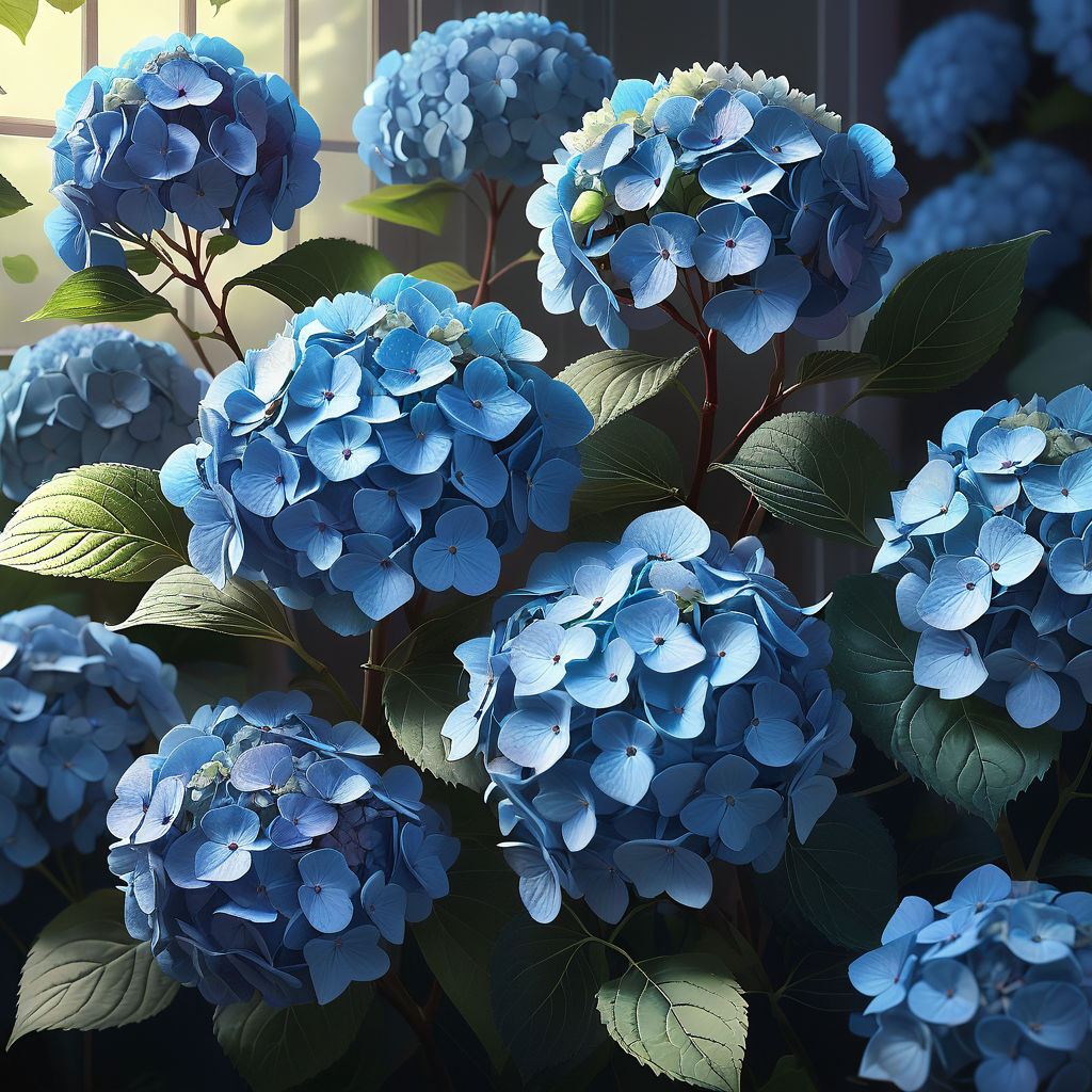 Render an anime-styled digital painting featuring blue hydra... by mid ...