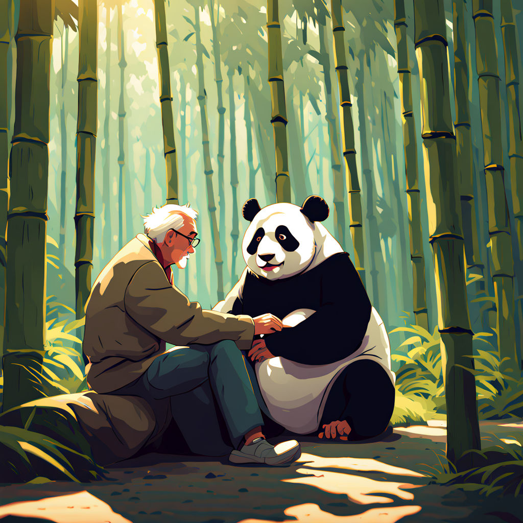 Draw a picture of Grandpa and the panda confirming their fri... by 강상희 ...