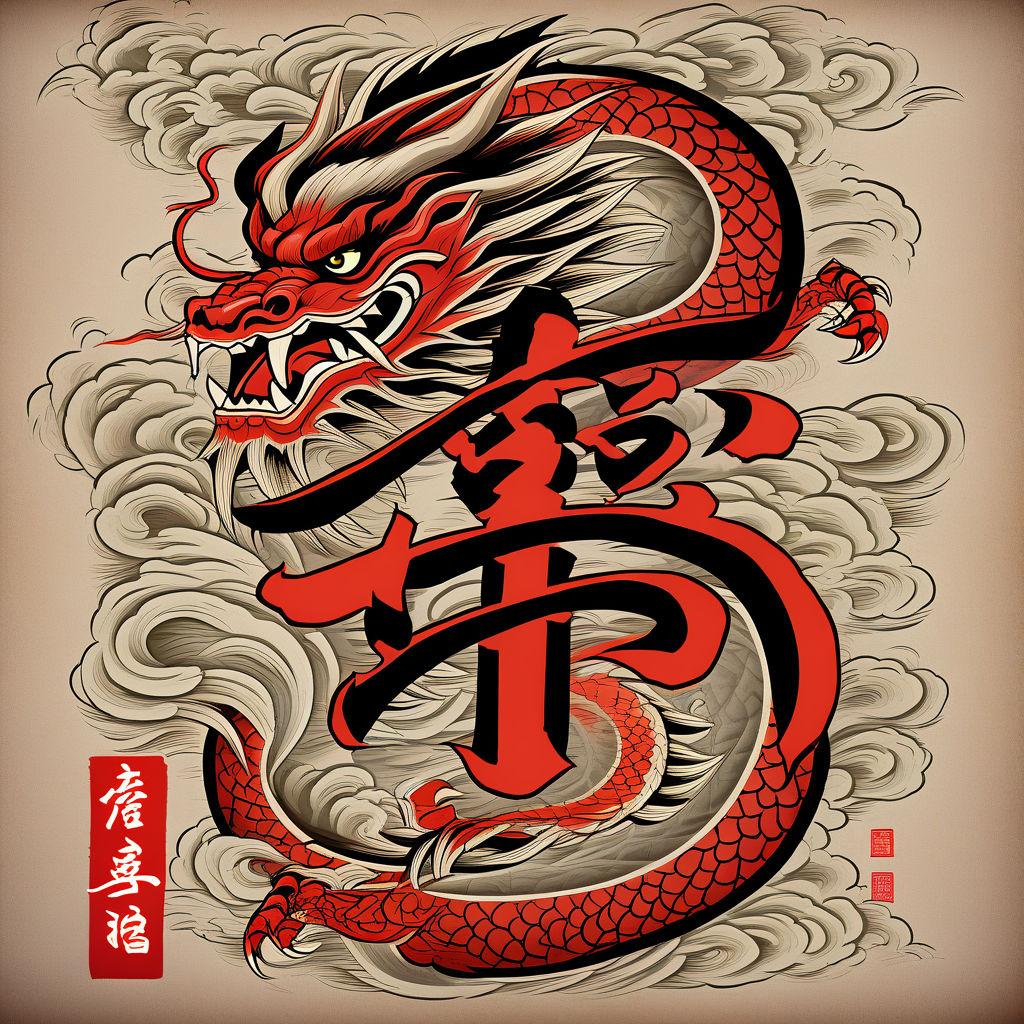 The Calligraphy Font of Traditional Chinese "Dragon" Charact... by ...
