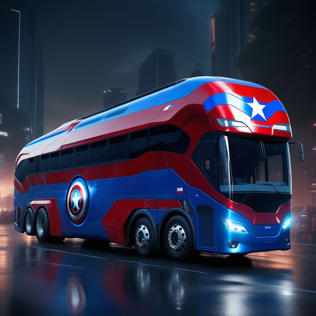 4k image of futuristic Captain America bus by Koray Dikyar - Playground