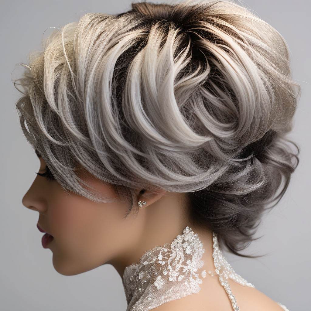 A back view of wedding short wigs by bahareh pishahang - Playground