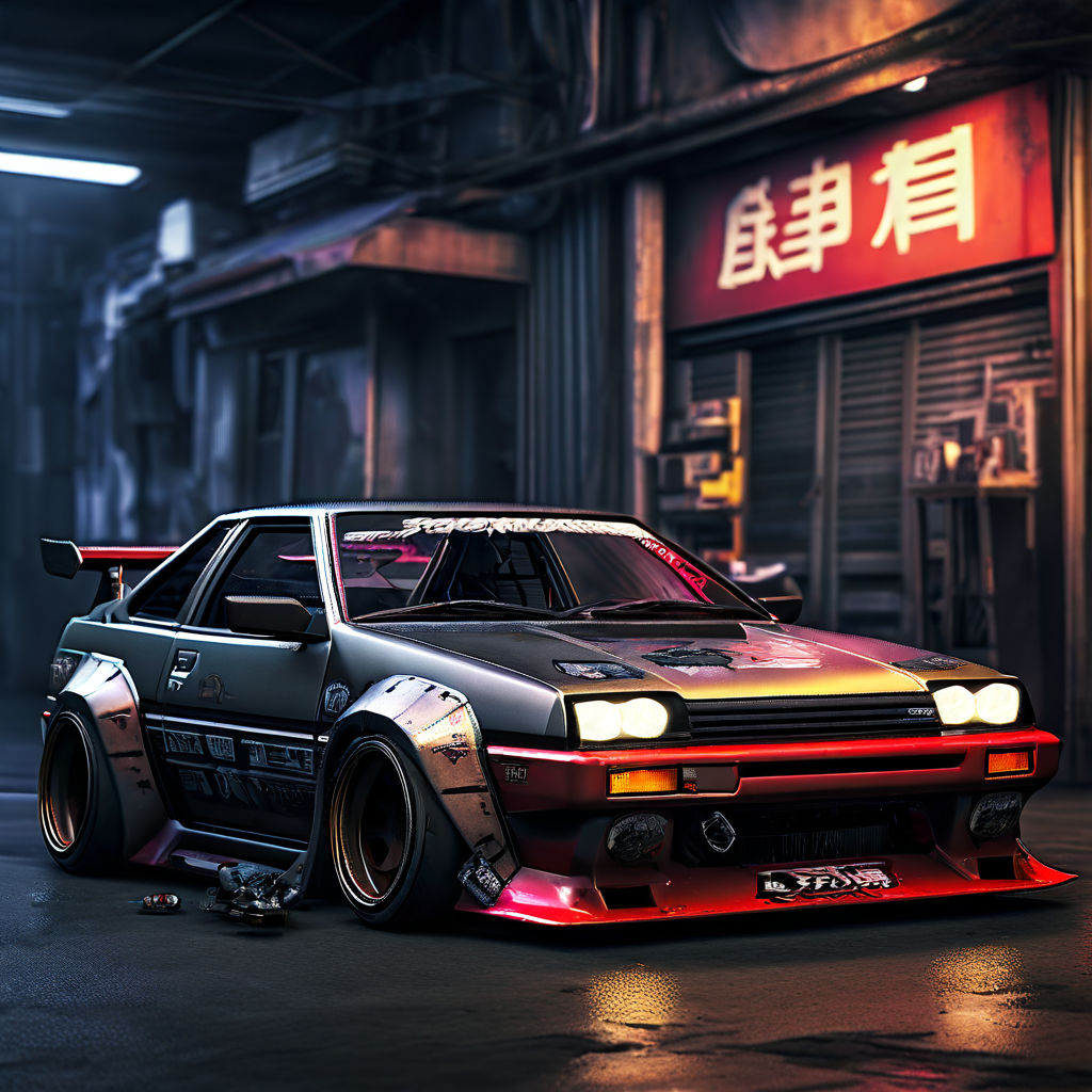 Toyota AE86 Trueno hatchback in cyberpunk style by Ultrafox rus ...