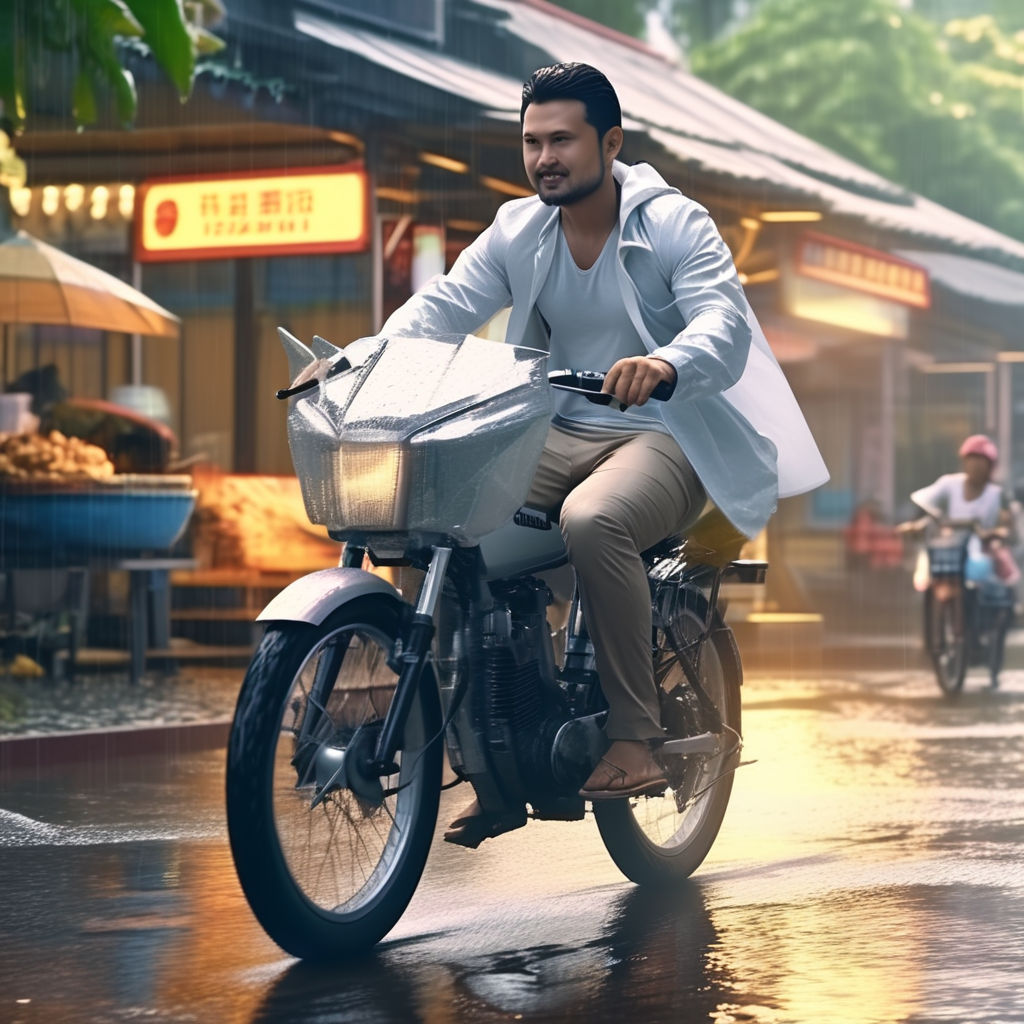 Ai-generated-concept-man riding cycle by carring his wife po... by ...