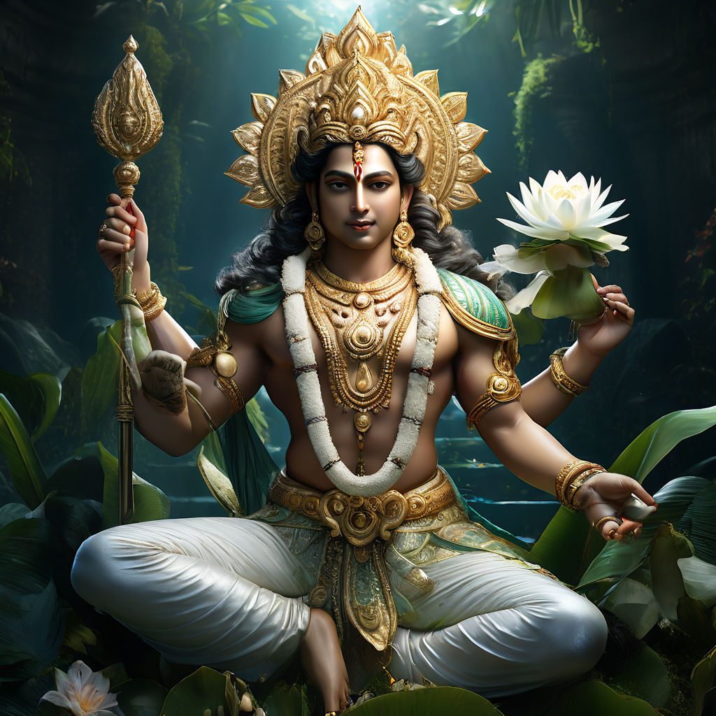 Lord Vishnu with four arms by Rian Shah Panday - Playground