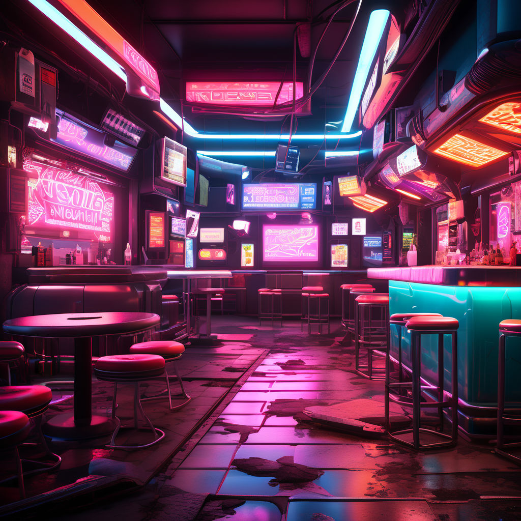 Seedy Neon Cyberpunk Dive Bar By Kristy Kelly Playground