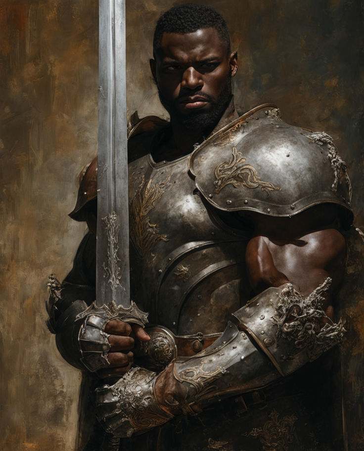 Handsome black male knight by Raphael 02 - Playground