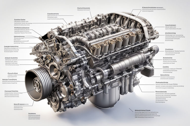 Exploded view technical drawing of a car engine by Alex Moonsky ...
