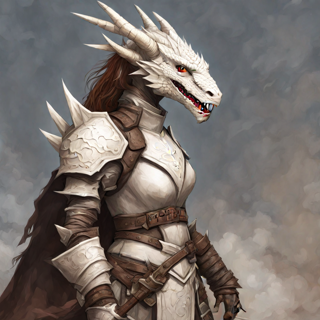 Female white dragonborn in leather armor by Ryan Hutchings - Playground