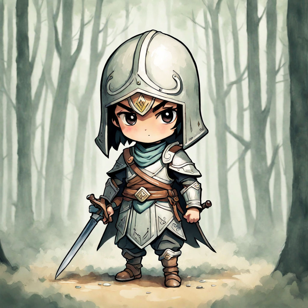 A chibi arabic médiéval warrior swordman full body by ART ART - Playground