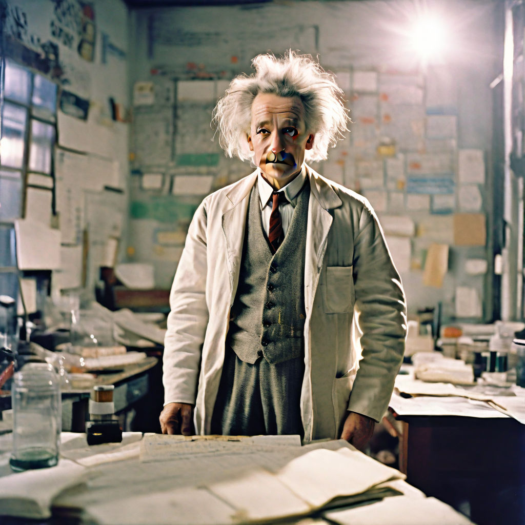 "Albert Einstein stands in his makeshift laboratory by stefano scauri ...