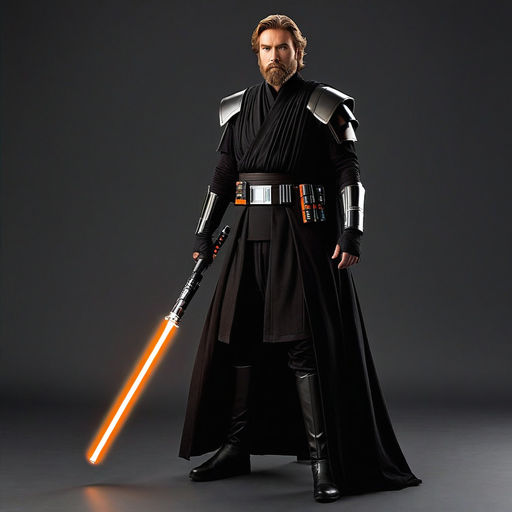 Armoured jedi with orange bladed lightsaber by Paul Anstee - Playground