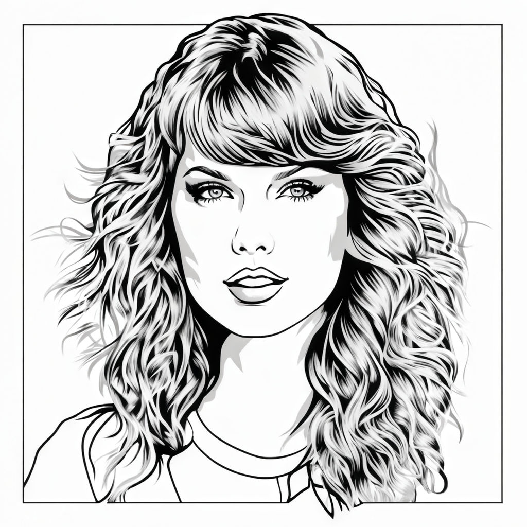 Taylor Swift look-alike as a line art coloring page by Chelci Smith ...