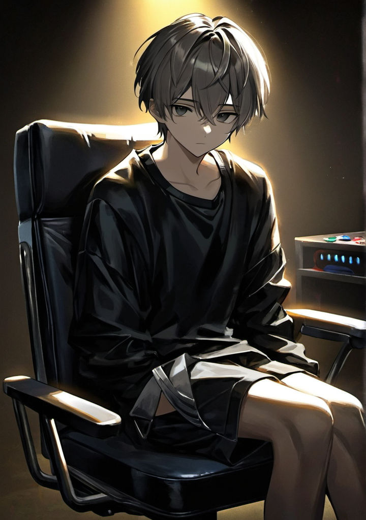 Character-centered digital painting of a brooding boy with d... by 점점 ...