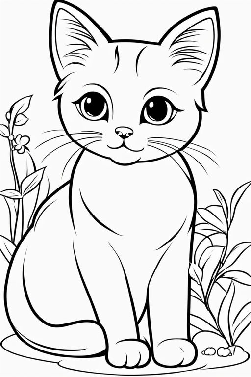 Drawing a Cat in cartoon style for kids without coloring. Th... by ...