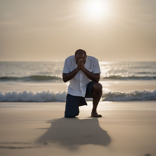A men pray on the beach by abdelmajid ben aissia - Playground