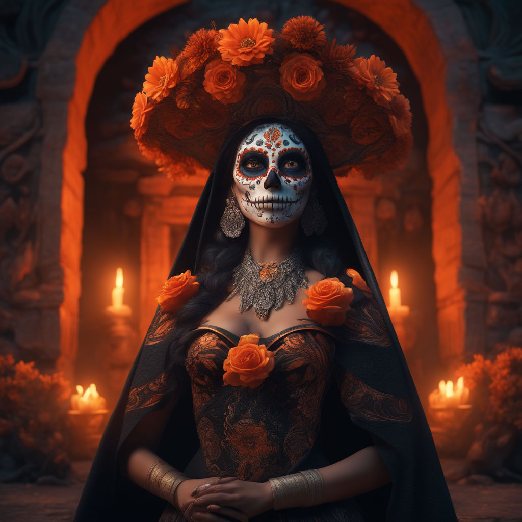 A beautiful Mexican catrina guarding the entrance to the und... by Juan ...