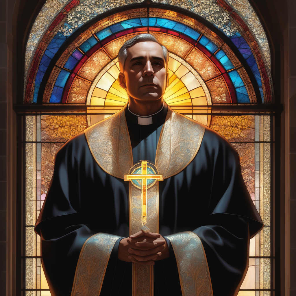 Priest in solemn prayer by Josip Totman - Playground