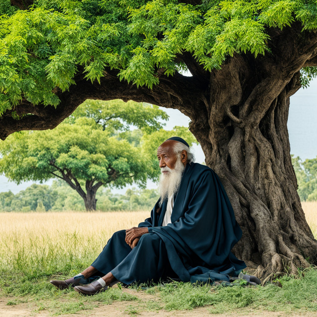 A wise and dignified old man sitting under a tree by Hafiz Ali - Playground