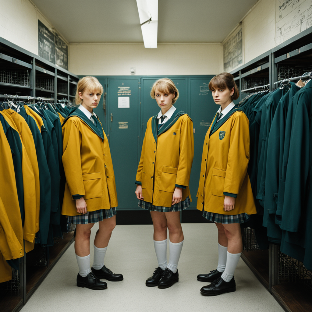 School uniform shop interior with racks of school uniforms v... by ...